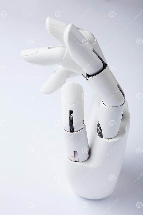 The Concept of a Prosthetic Hand on a White Background, Vertically ...