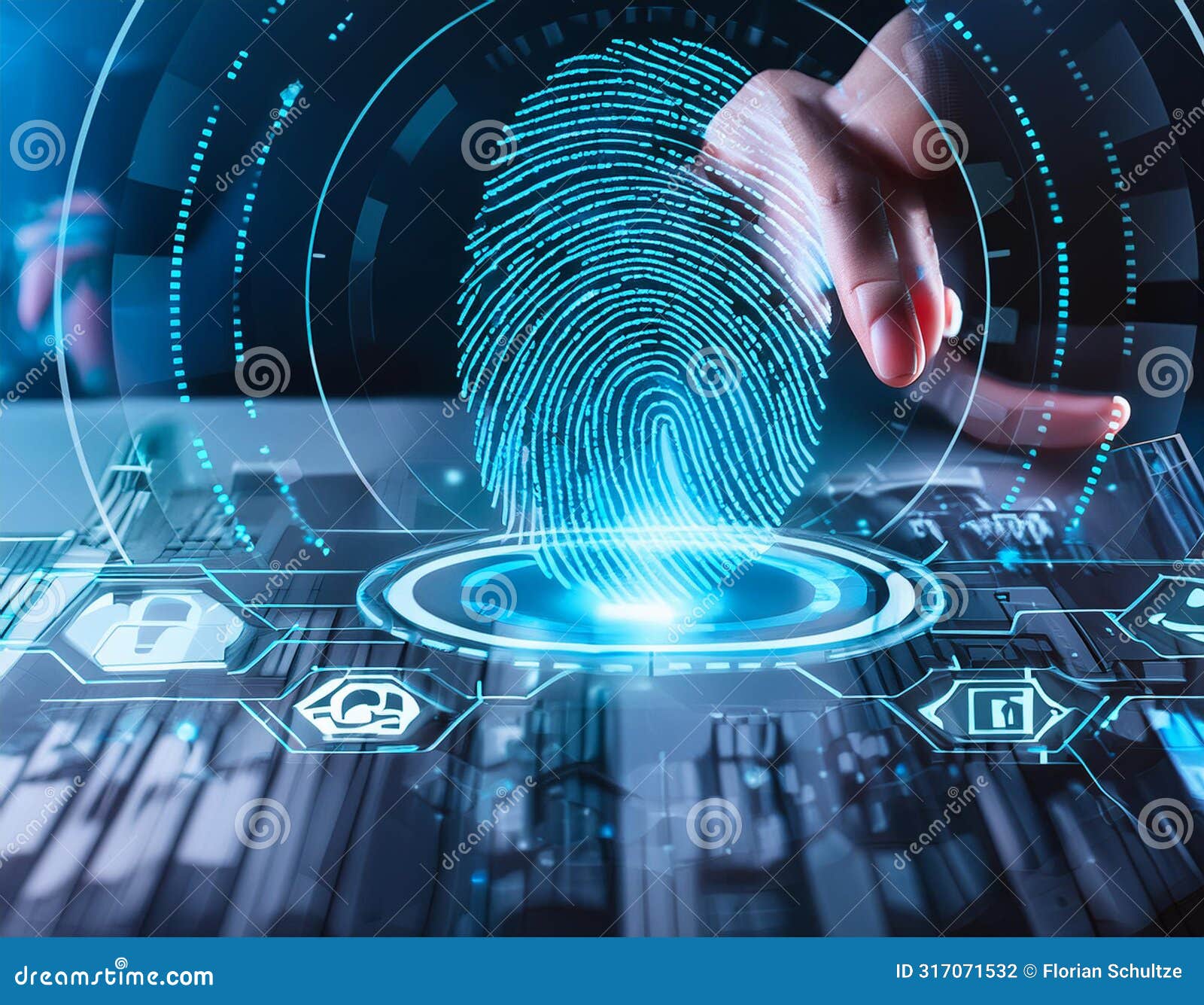 Concept Protect Personal Data. Security System with Fingerprint on ...