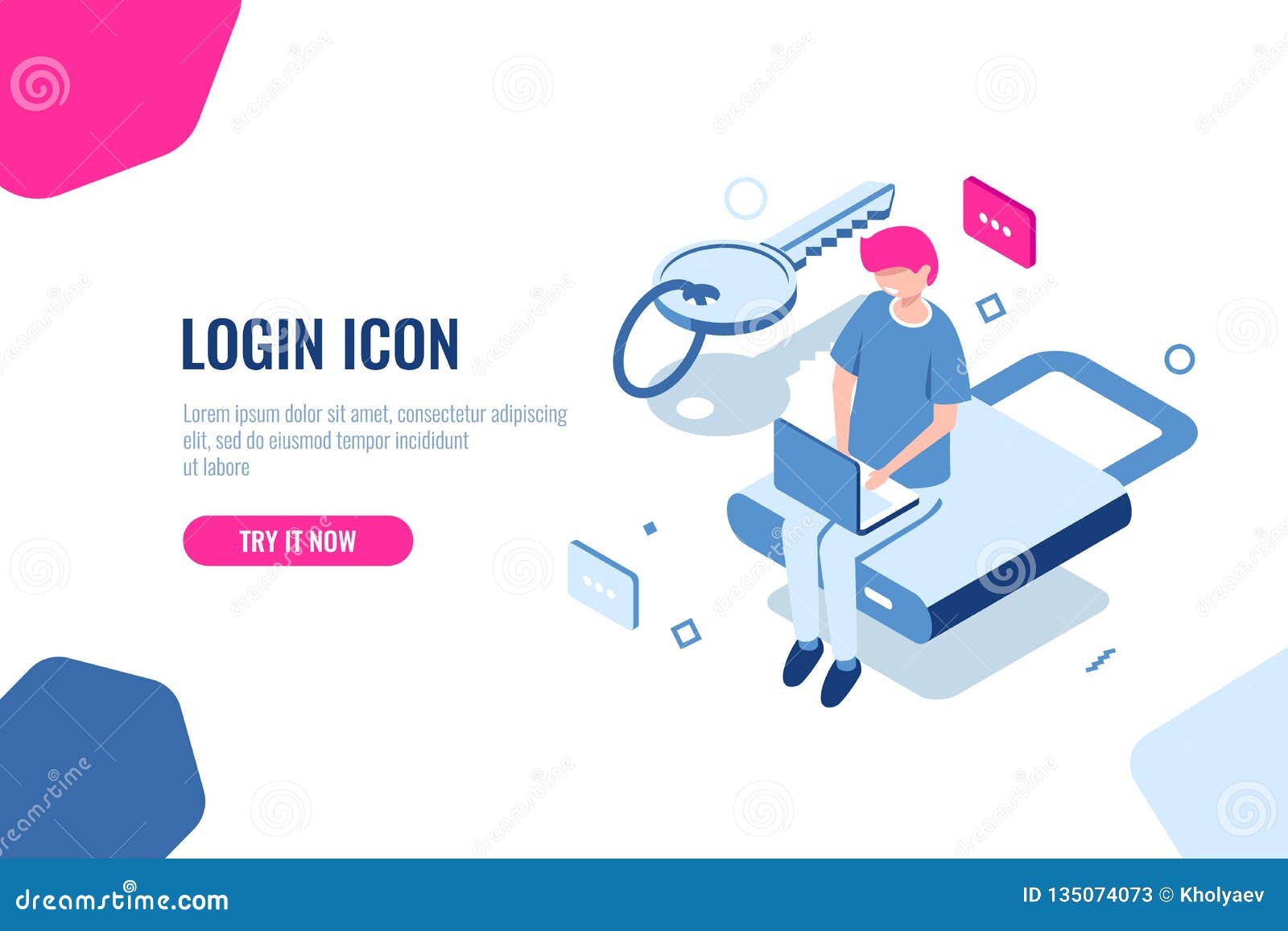 Concept of Protected Access Control, Lock with Key, Data Security, Flat ...