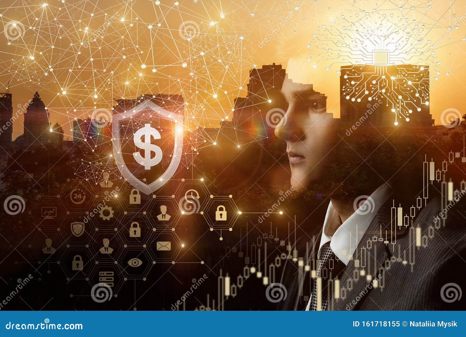 The Concept of Protecting the Finance Network Stock Image - Image of ...