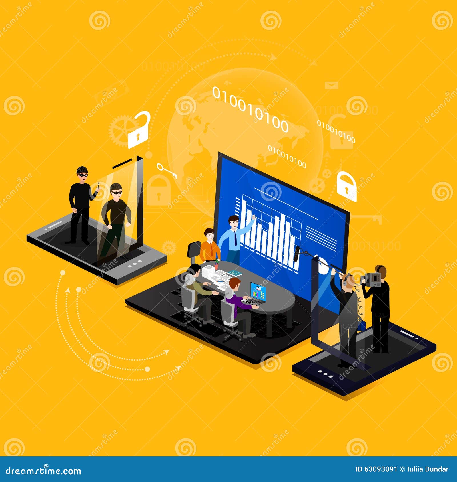Concept of Protection Against Hacking Stock Illustration - Illustration ...