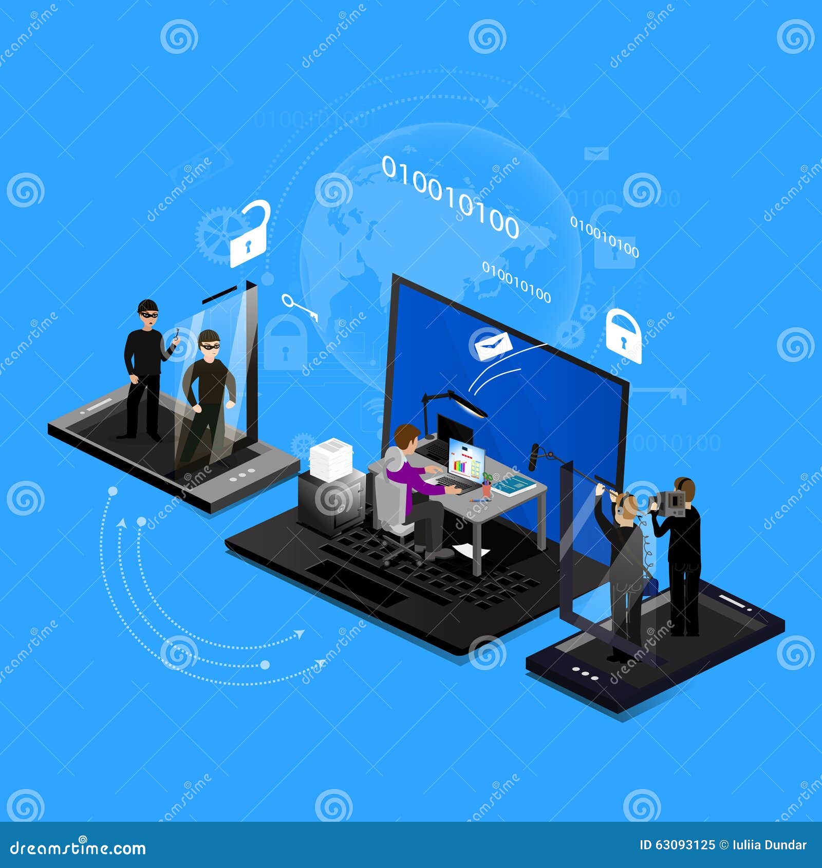 Concept of Protection Against Hacking Stock Illustration - Illustration ...