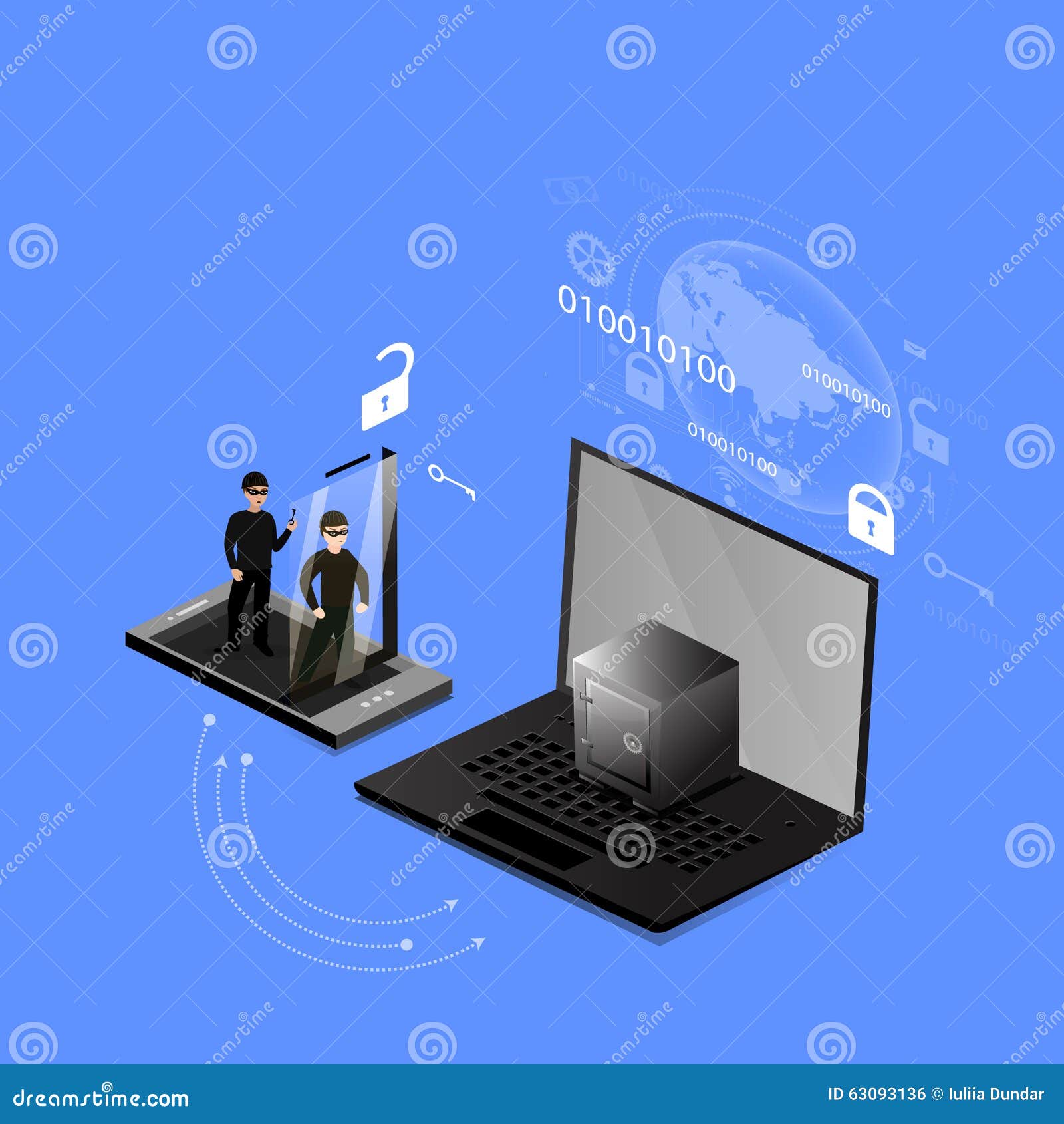Concept of Protection Against Hacking Stock Illustration - Illustration ...