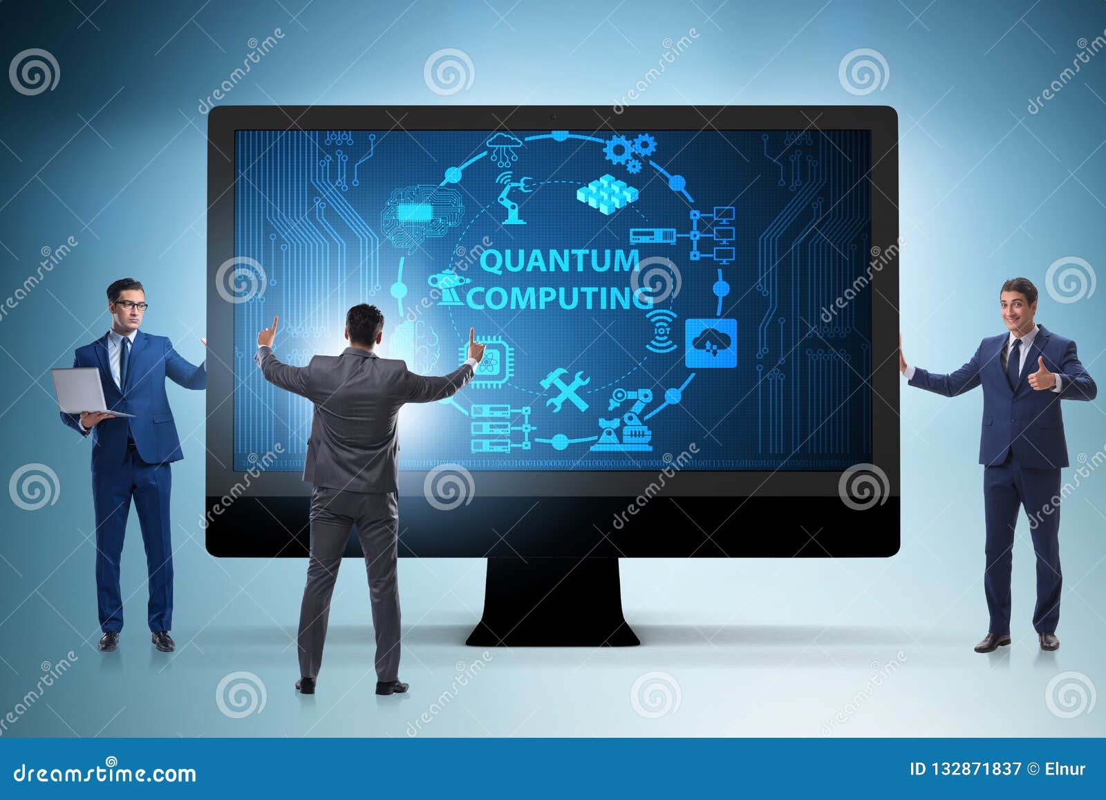 The Concept of Quantum Computing with Businessman Stock Image - Image ...