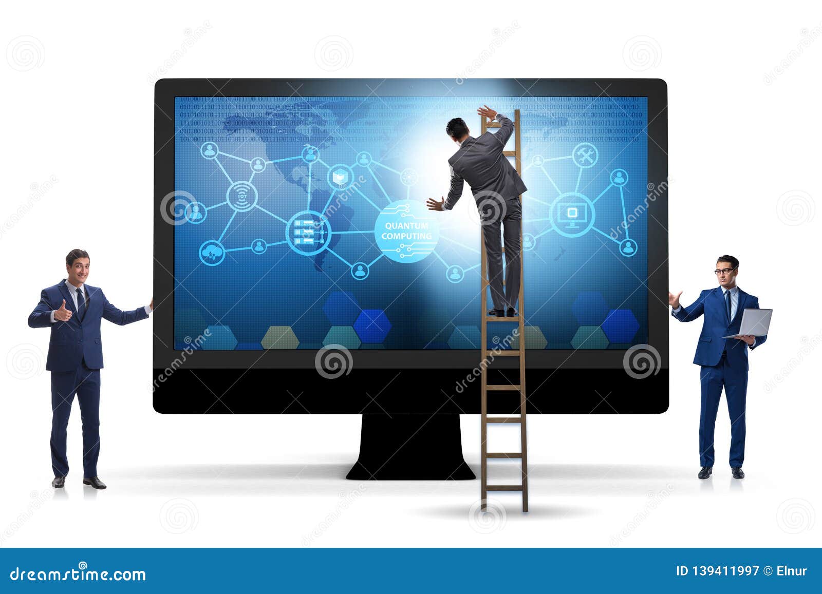 The Concept of Quantum Computing with Businessman Stock Image - Image ...