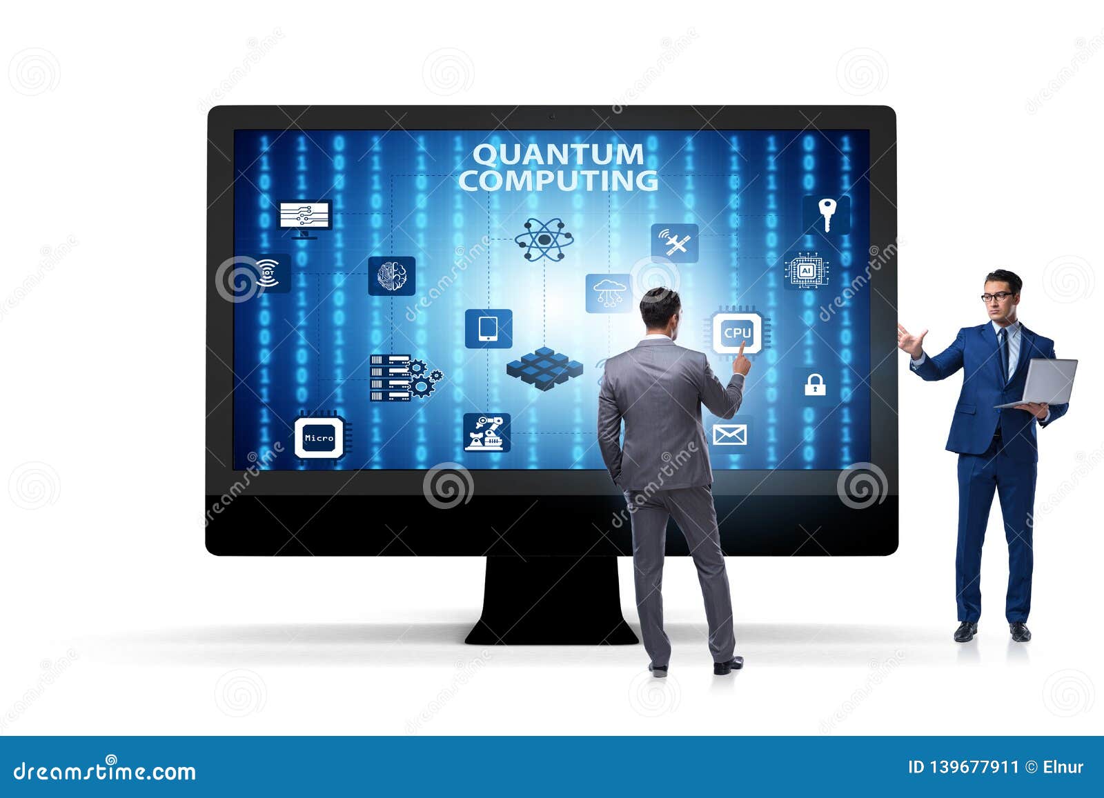 The Concept of Quantum Computing with Businessman Stock Illustration ...