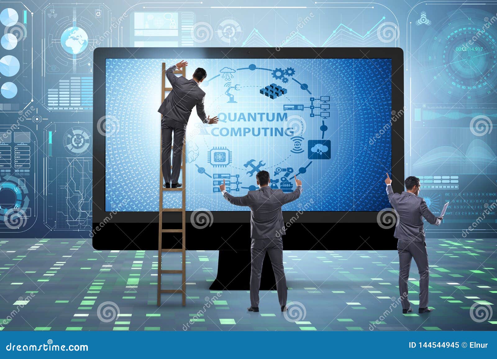 The Concept of Quantum Computing with Businessman Stock Image - Image ...