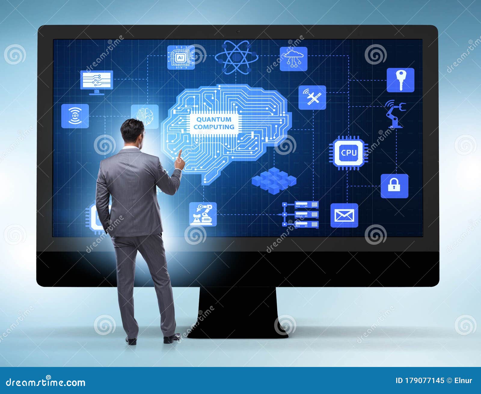 Concept of Quantum Computing with Businessman Stock Illustration ...