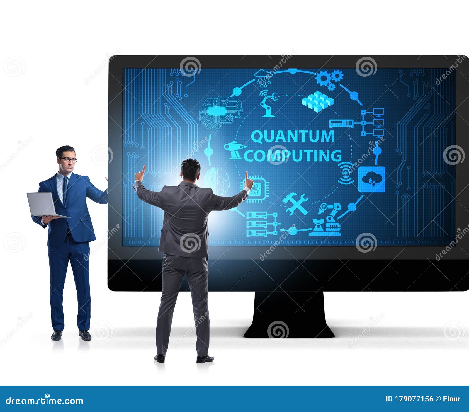 Concept of Quantum Computing with Businessman Stock Illustration ...