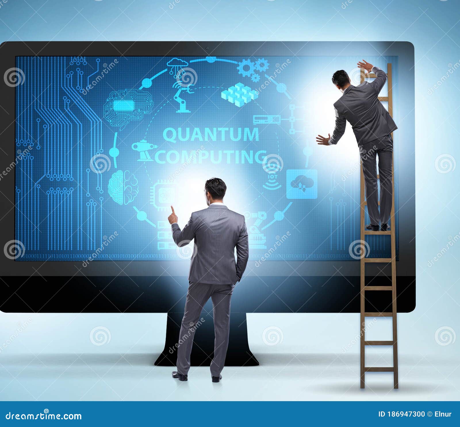 Concept of Quantum Computing with Businessman Stock Illustration ...