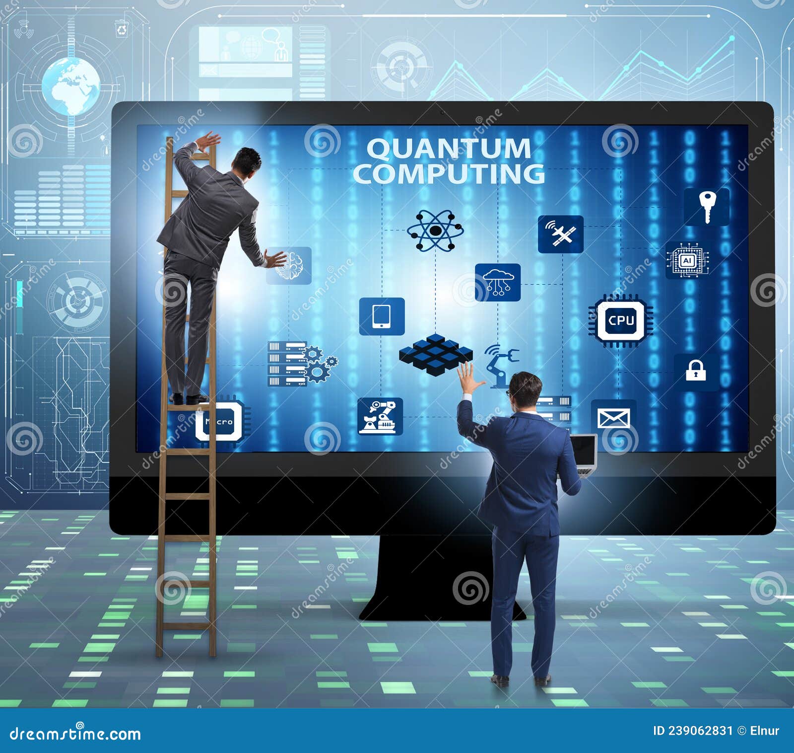 The Concept of Quantum Computing with Businessman Stock Image - Image ...