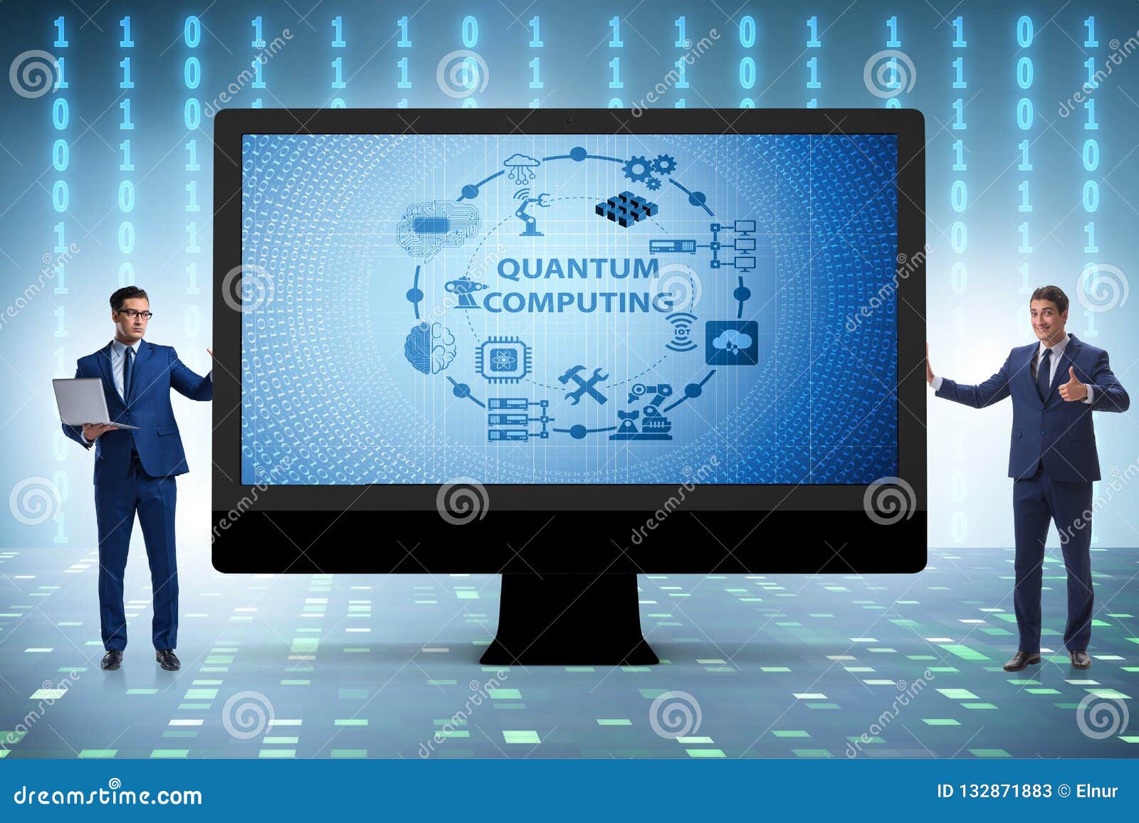 The Concept of Quantum Computing with Businessman Stock Image - Image ...