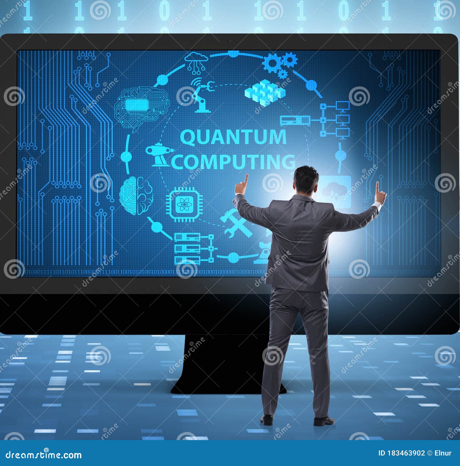 Concept of Quantum Computing with Businessman Stock Photo - Image of ...