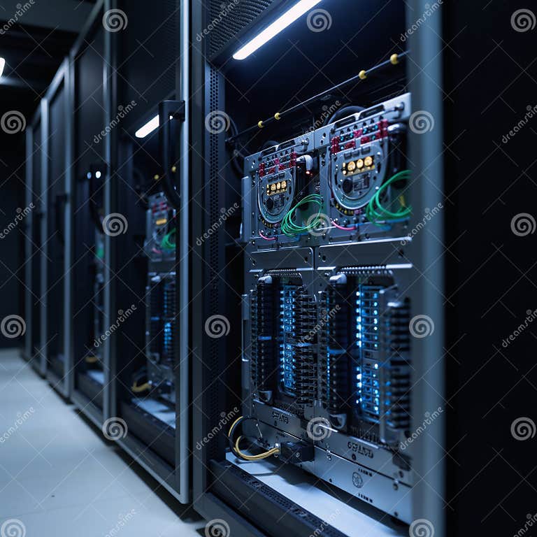 Quantum Server Network Featuring a Quantum Computing Device within a Server Room Stock ...