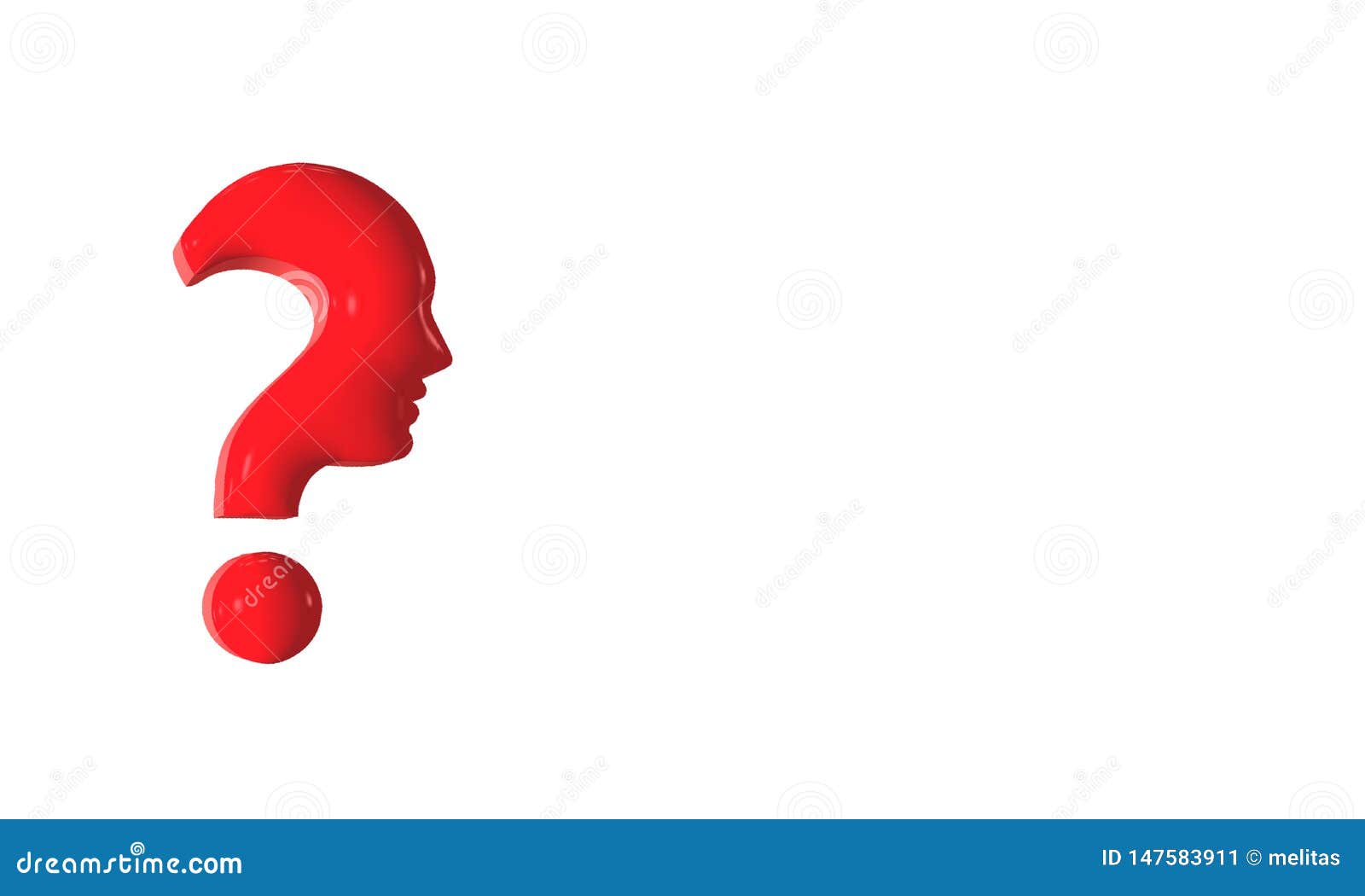 Concept Red Question Mark Isolated Forming Human Profile in Profile. 3d ...