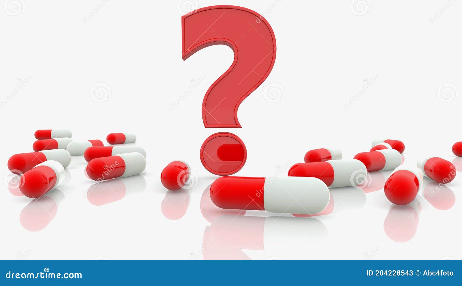 Concept of Question Marks and Pills in Red Stock Illustration ...