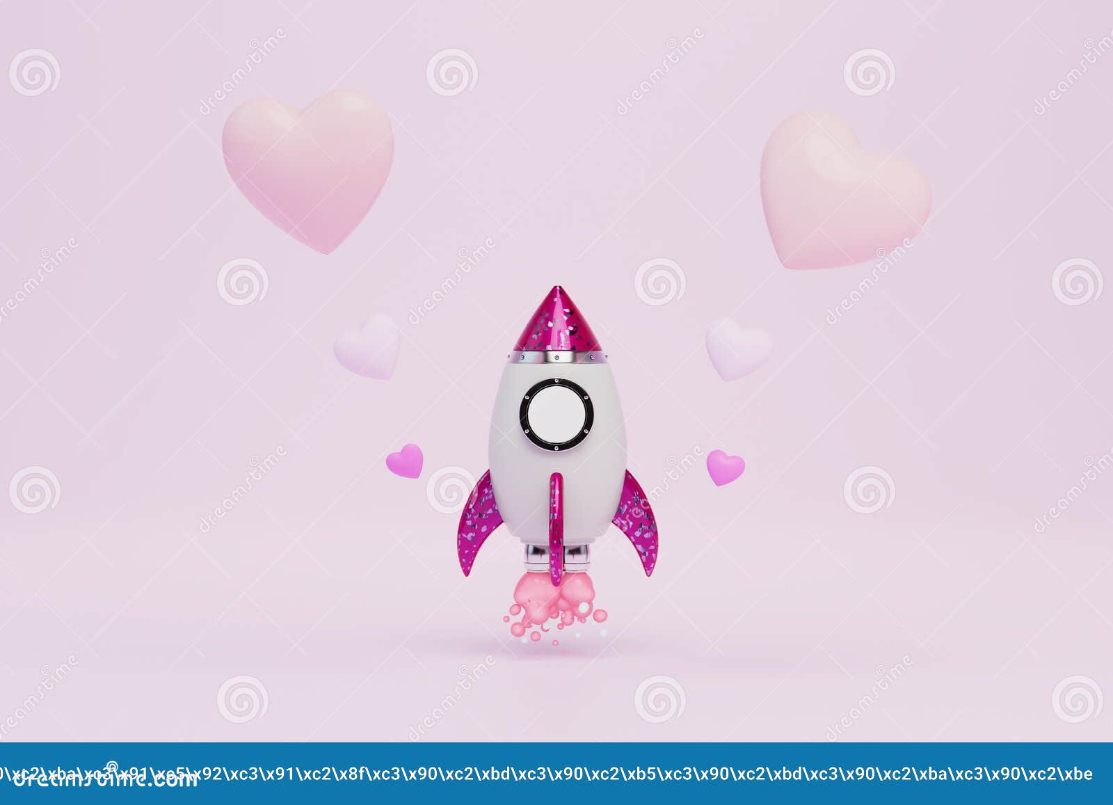 The Concept of Quick Love. Rocket and Pink Hearts on a Pastel ...