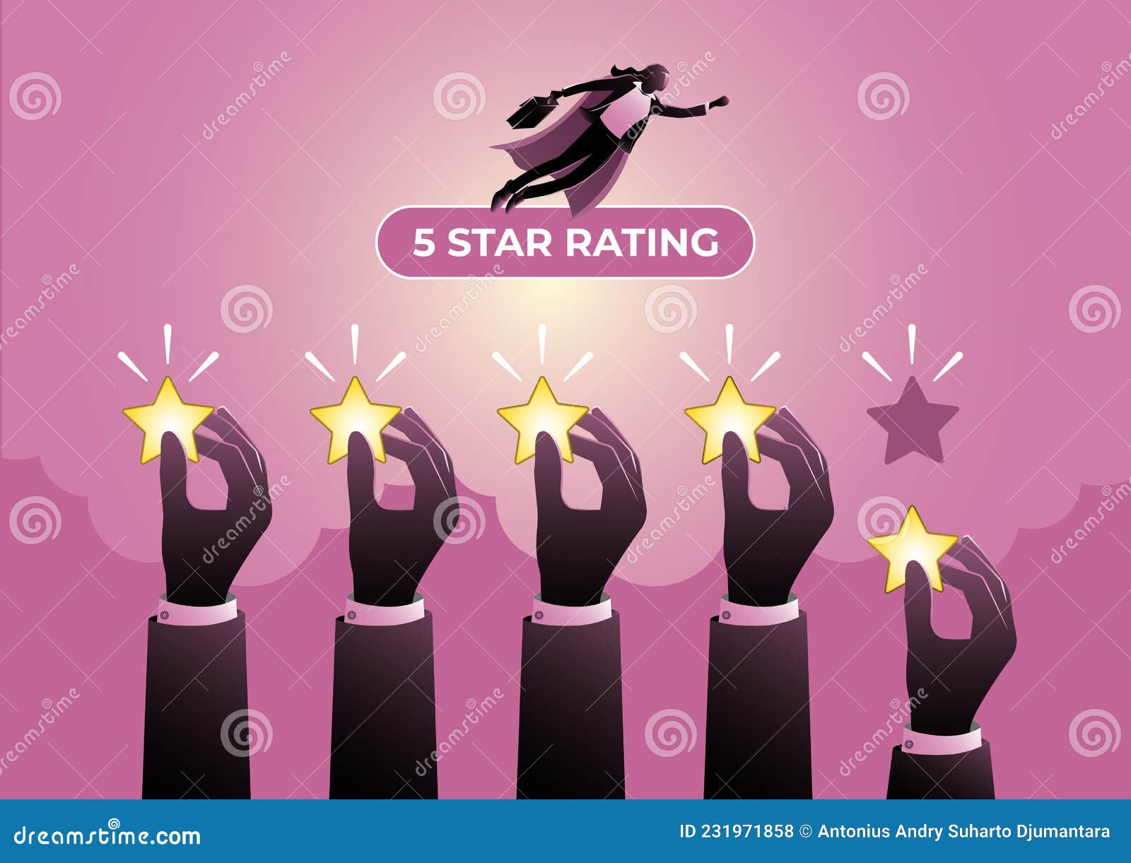 5 Stars Rating. Concept Illustration Stock Vector - Illustration of ...