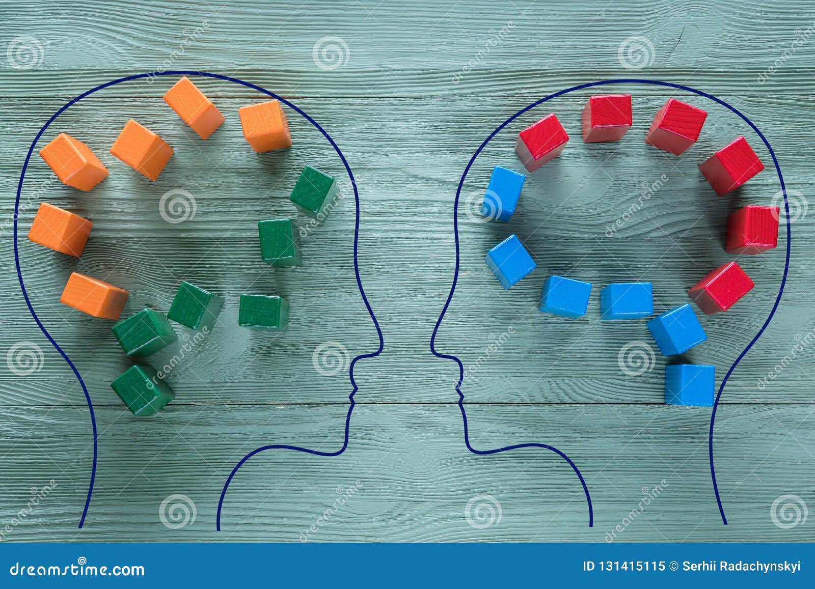 The Concept of Rational and Irrational Thinking of Two People. Heads of ...