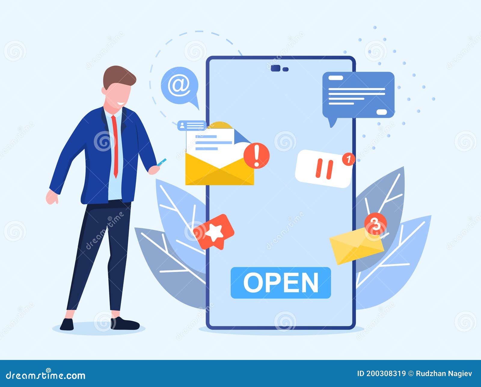 Concept of Receiving Notifications Stock Vector - Illustration of ...