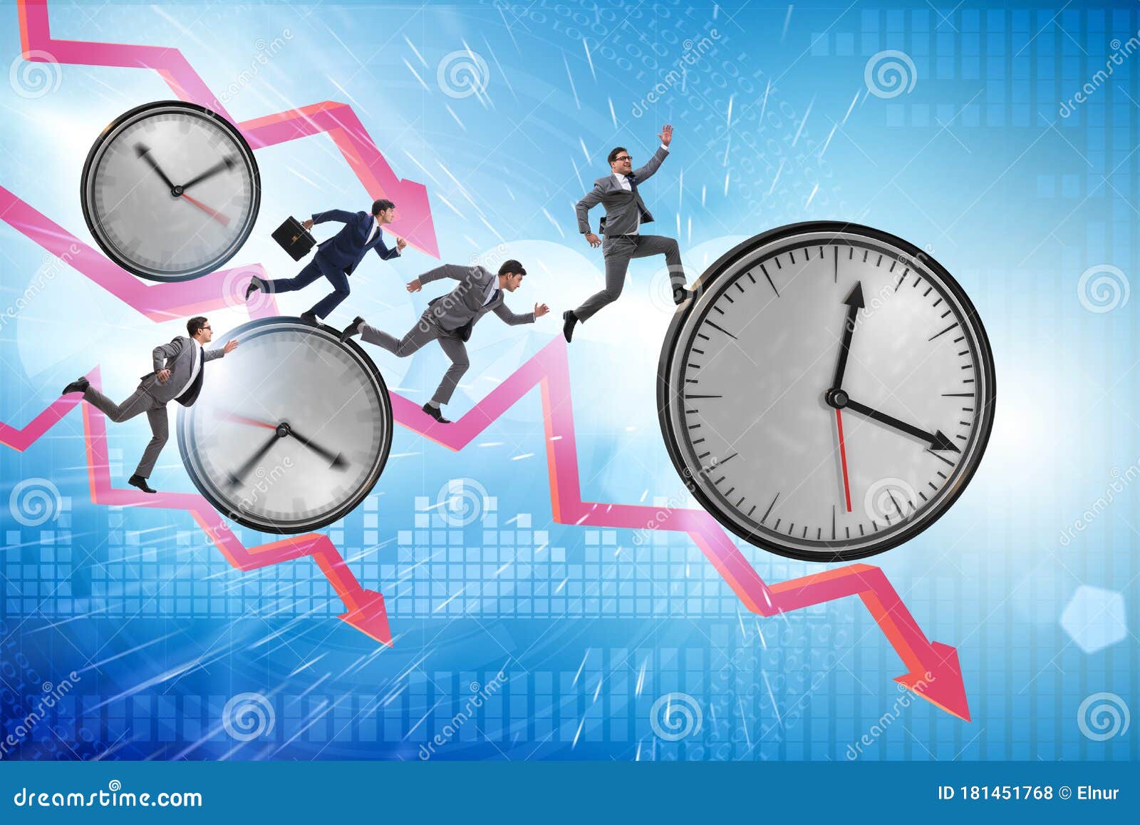 The Concept of Recession and Decline with Time Clocks Stock Photo ...