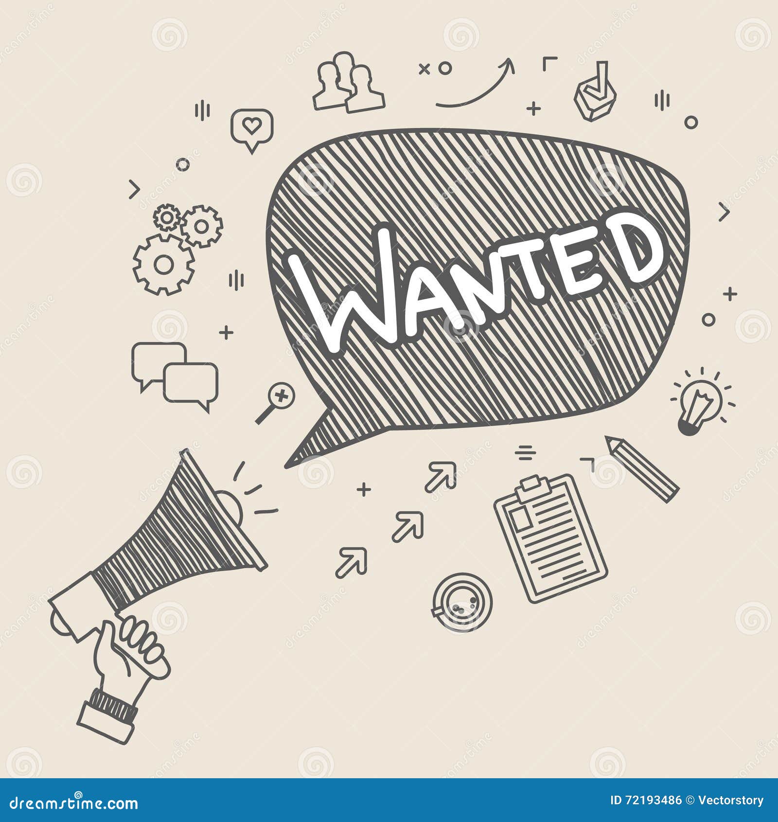 Concept of Recruitment. Wanted Stock Vector - Illustration of business ...