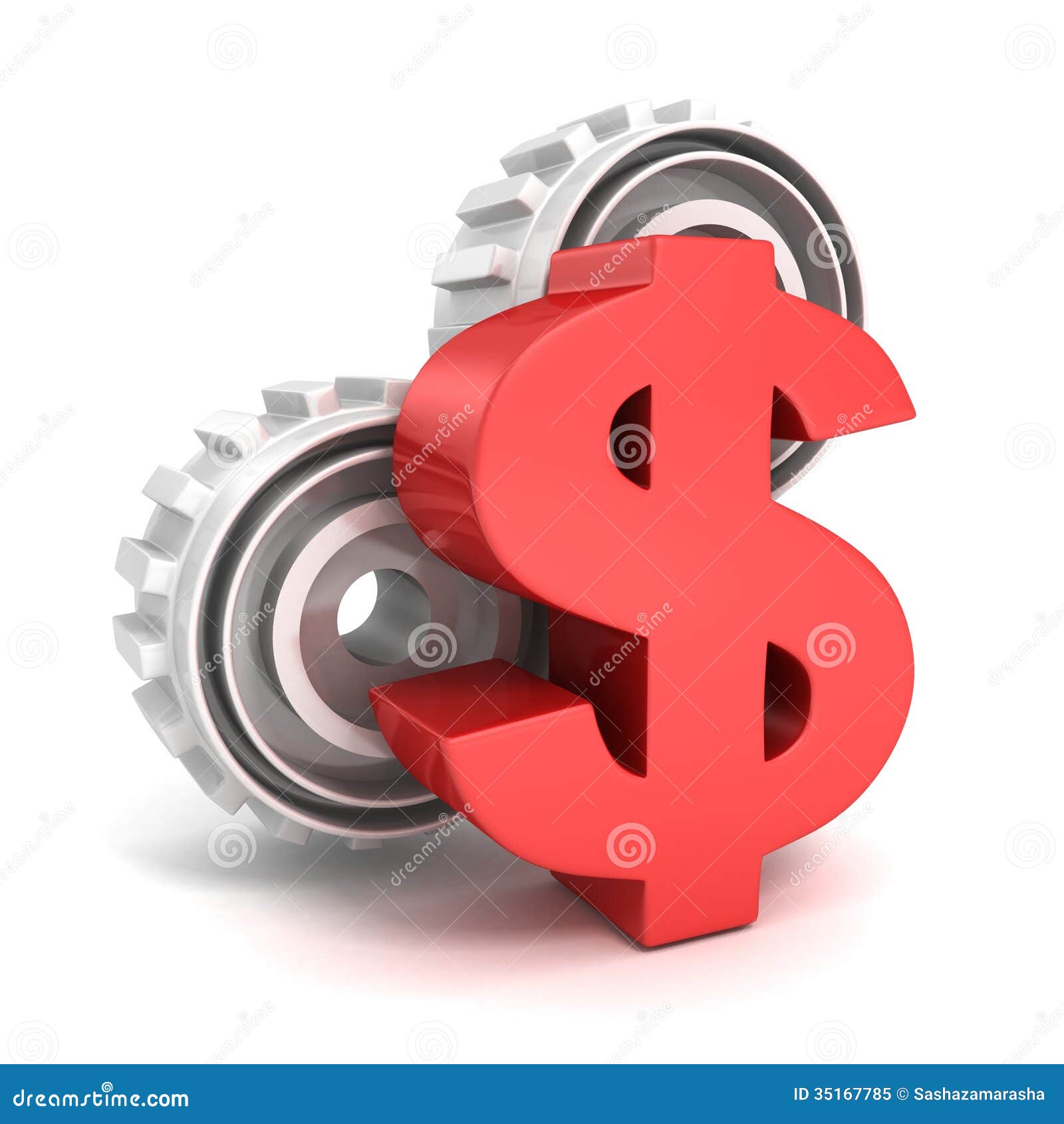 Concept Red Dollar Currency Symbol with Work Gears Stock Illustration ...