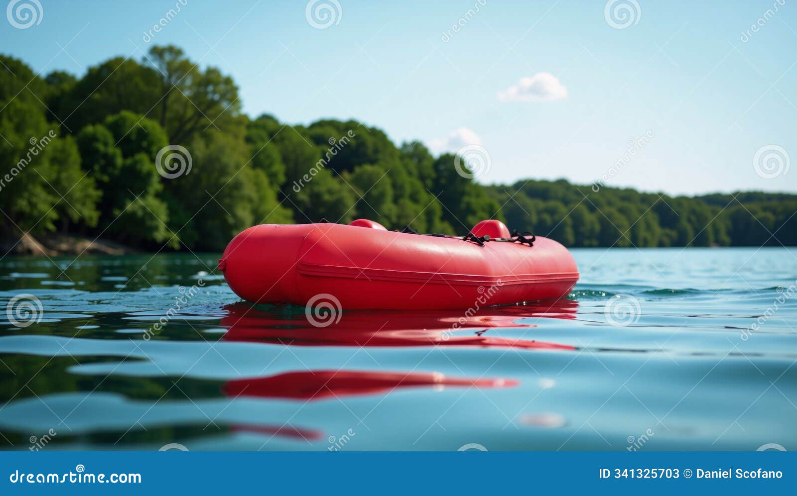 Red Inflatable Raft on Water Surface Stock Illustration - Illustration ...
