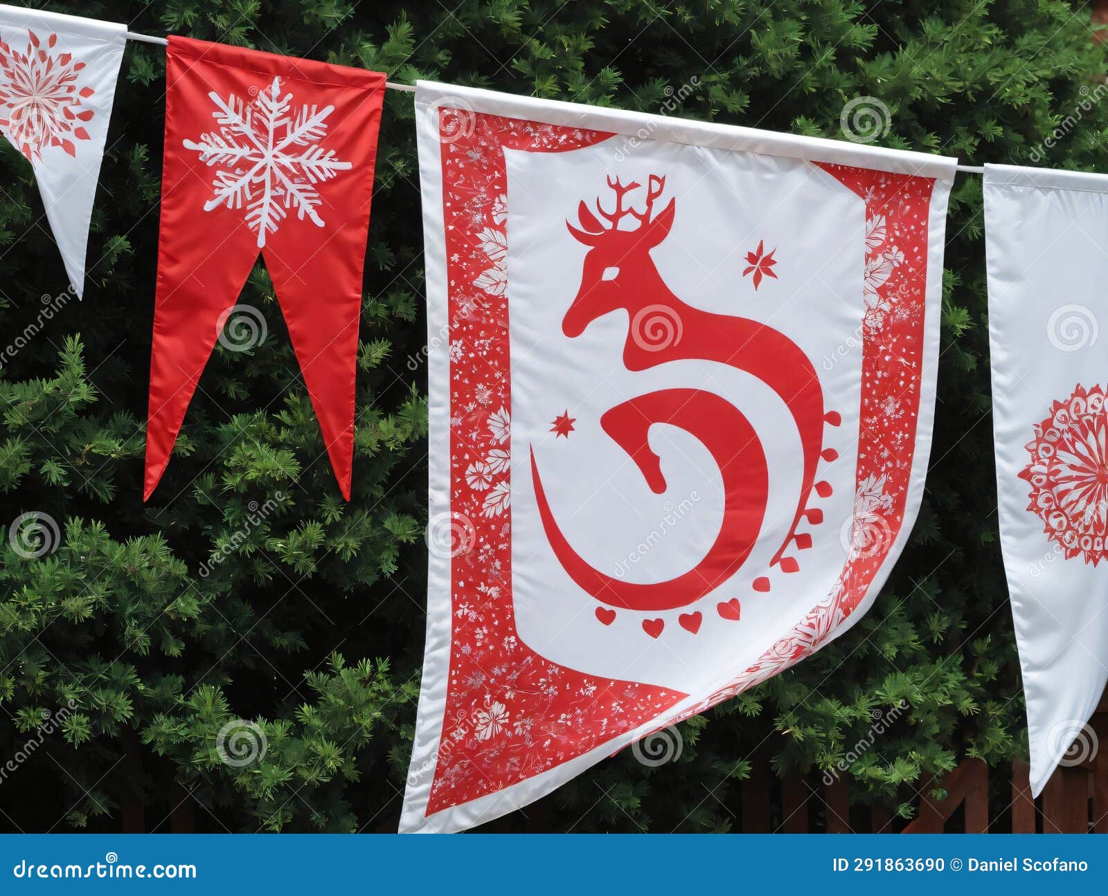 A Red and White Banner. Generative AI Stock Illustration - Illustration ...