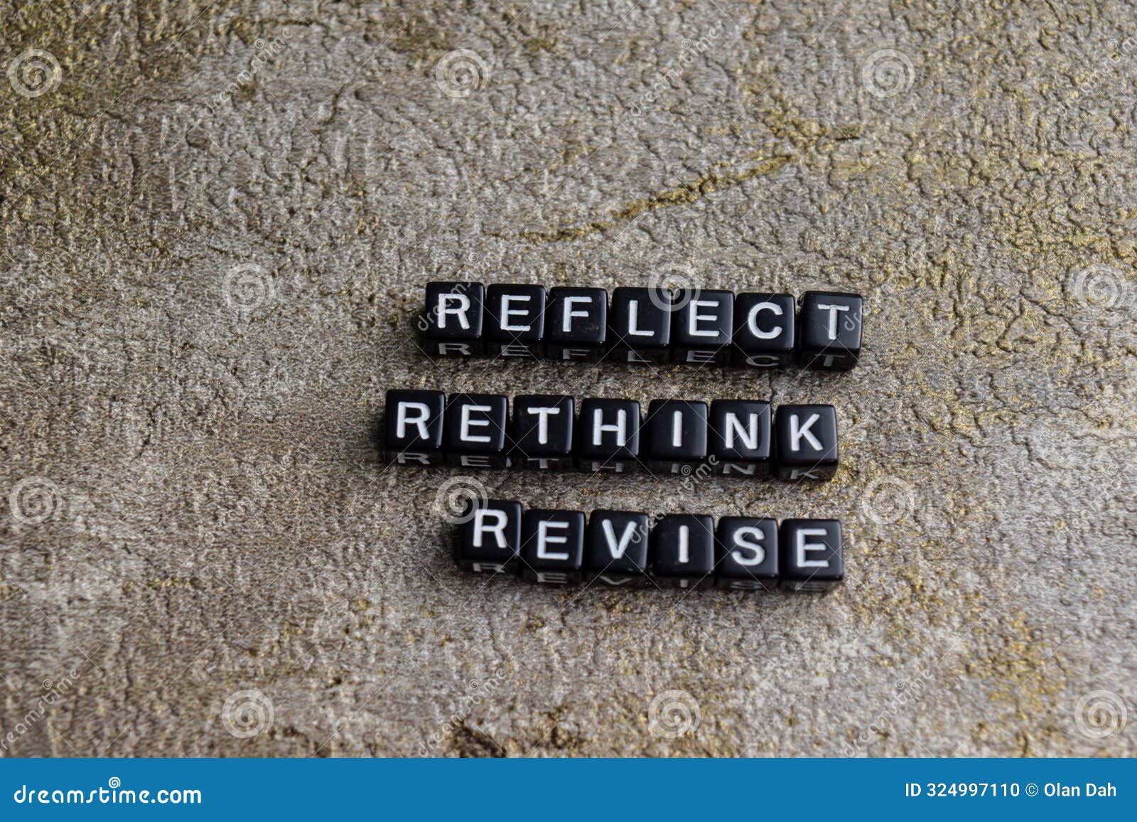 Concept of Reflect, Rethink, Revise Written on Wooden Blocks. Cross ...