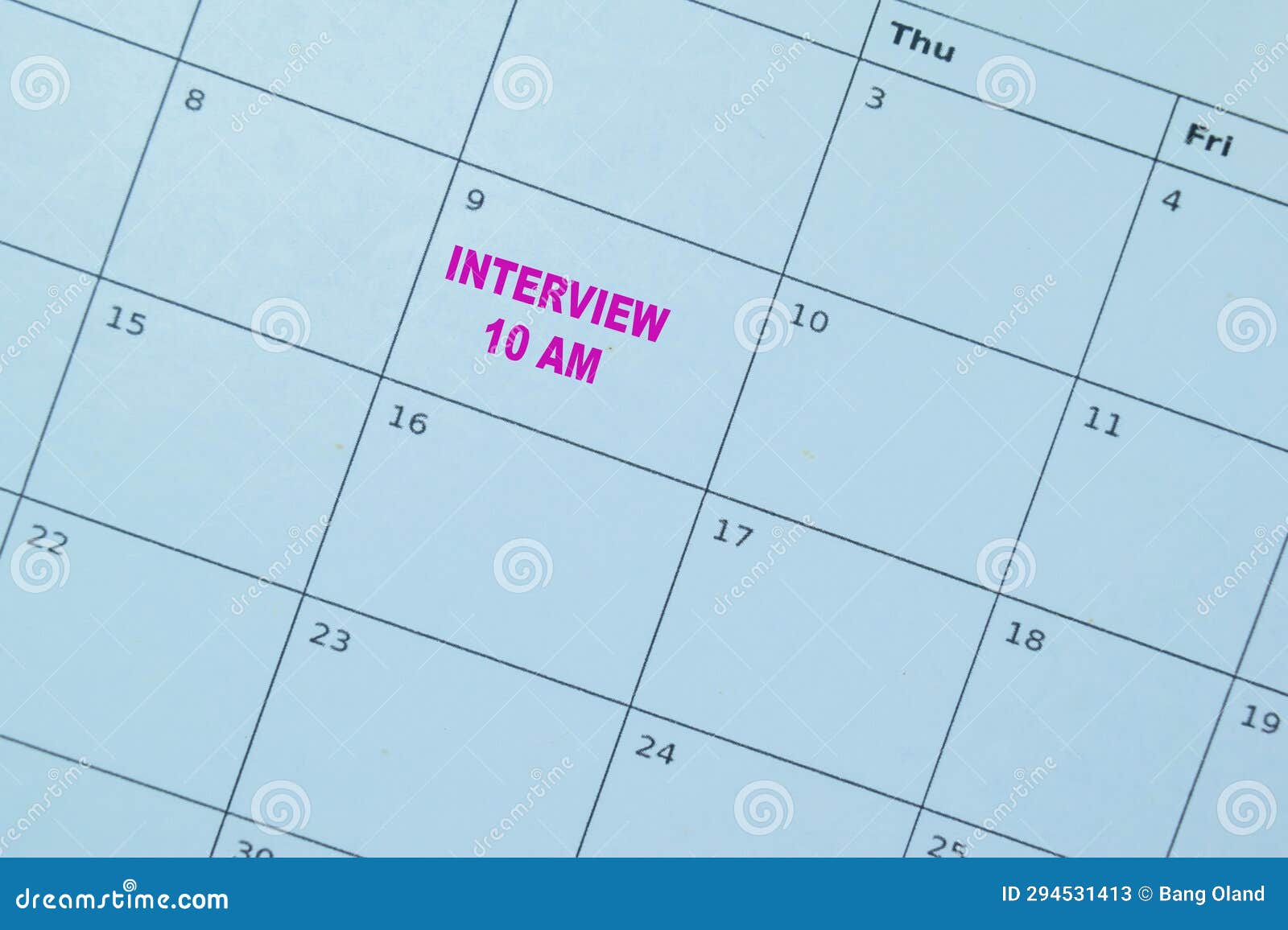 Concept of Reminder Interview 10 am Write on Calendar Stock Image ...