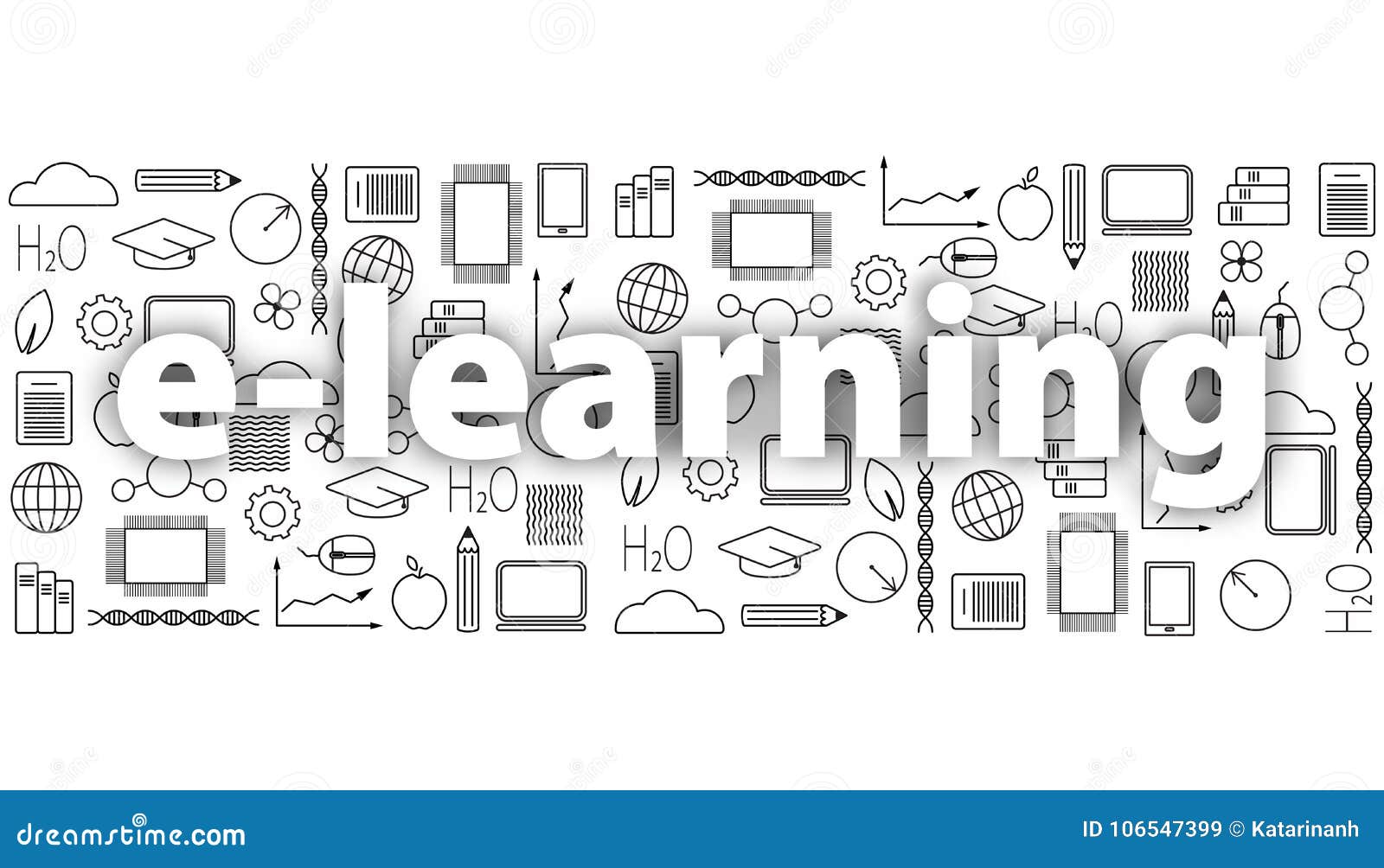 Concept of Remote Learning. Set of Education Thin Line Icons in Black ...