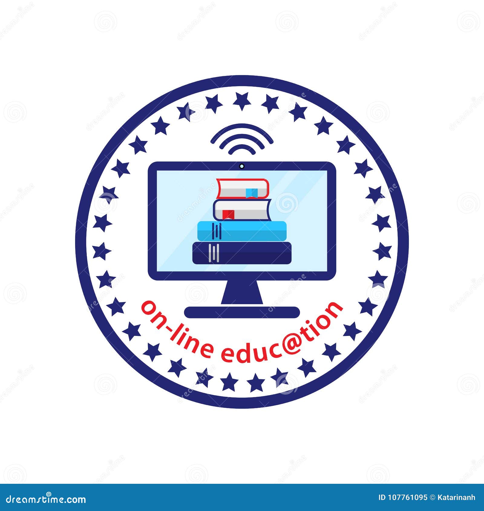 Concept of Remote Learning. Stamp of on-line Education Stock Vector ...