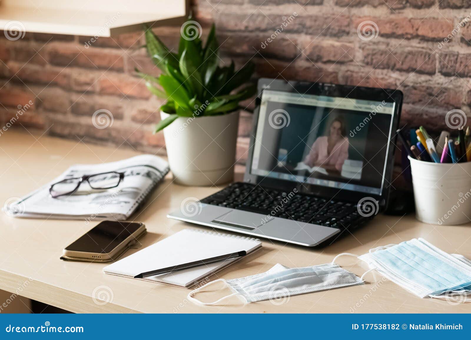 The Concept Remote Online Learning Work Self-isolation. Workplace ...