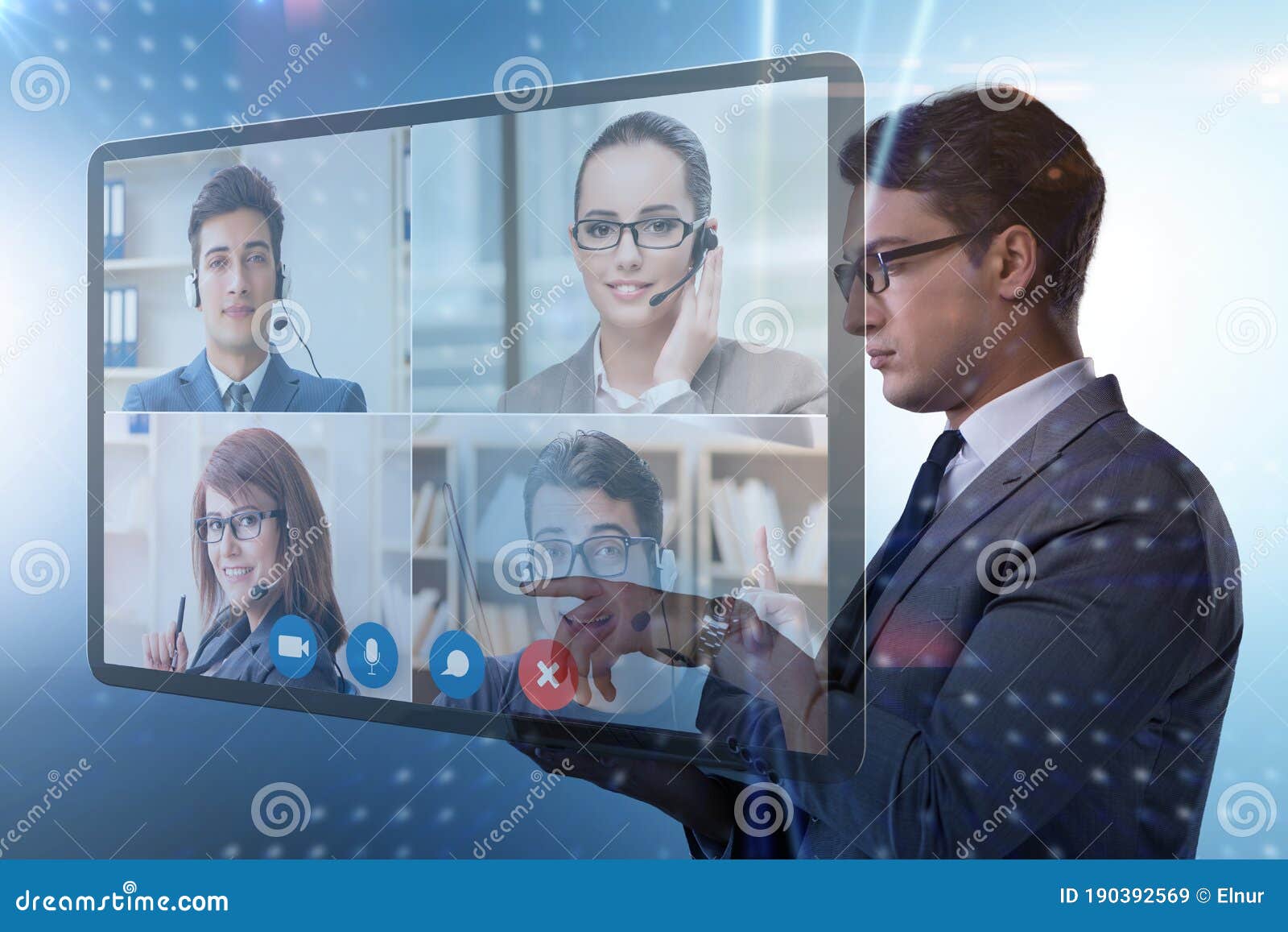 Concept of Remote Video Conferencing during Pandemic Stock Image ...