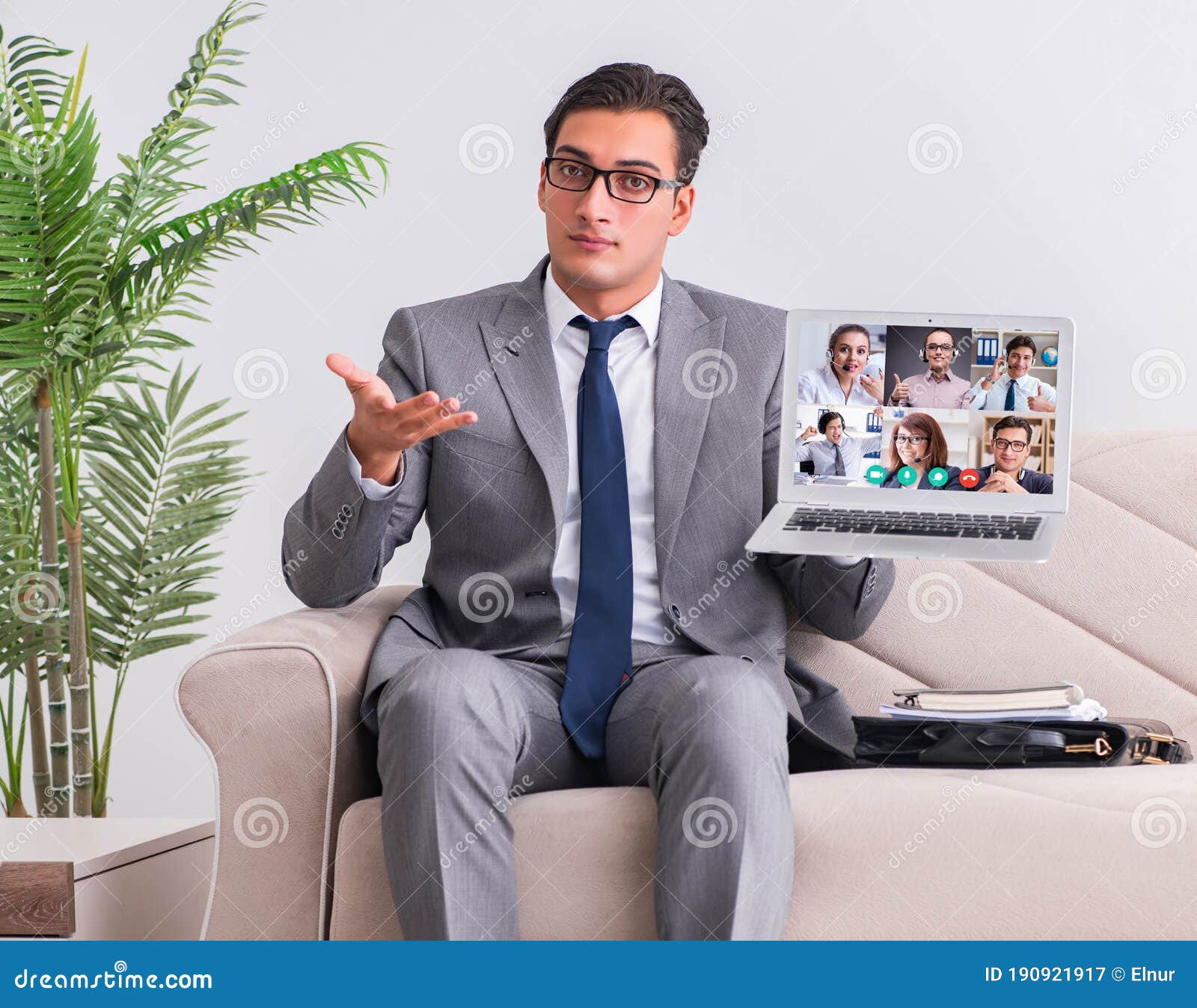 Concept of Remote Video Conferencing during Pandemic Stock Image ...
