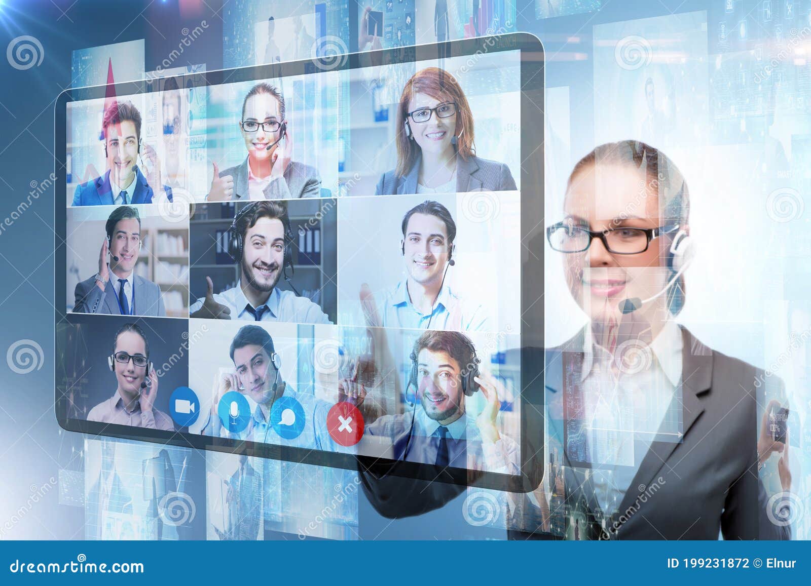 Concept of Remote Video Conferencing during Pandemic Stock Photo ...