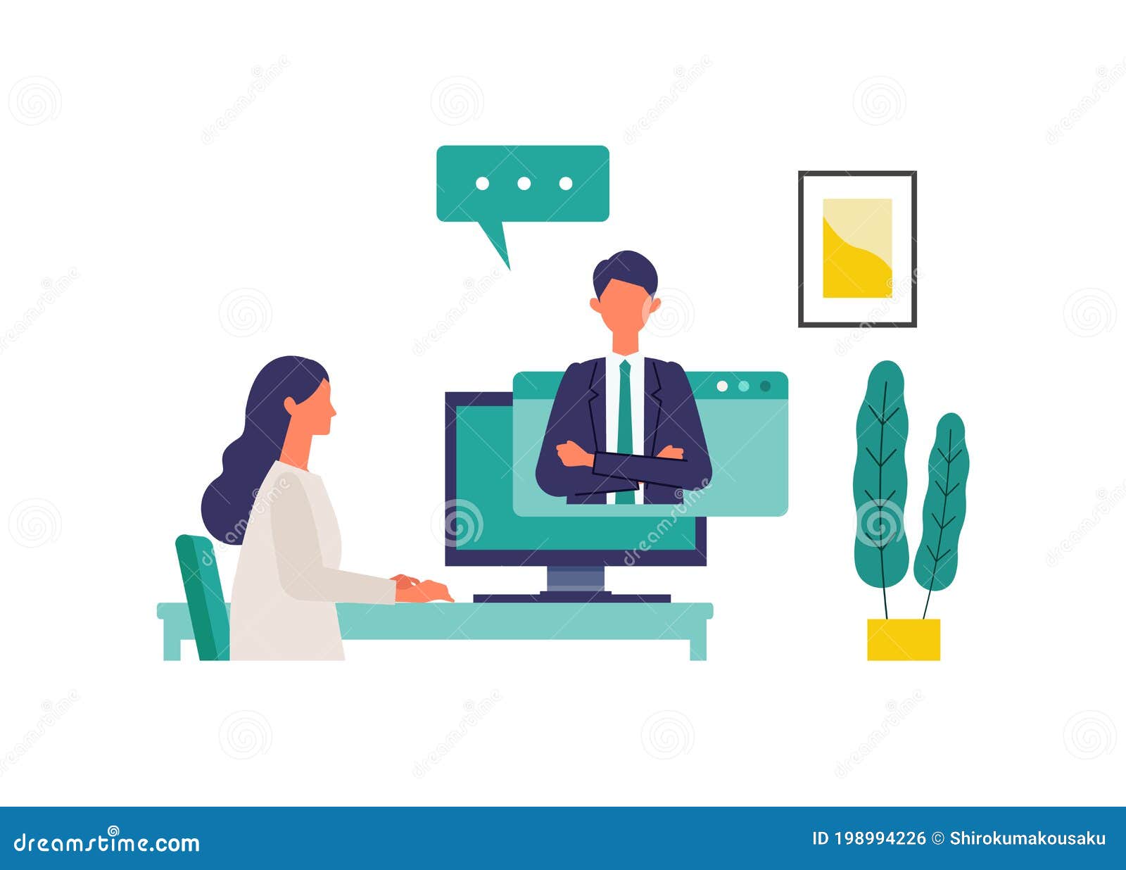 Concept for Remote Work, Online Class, Teleconference. Vector ...