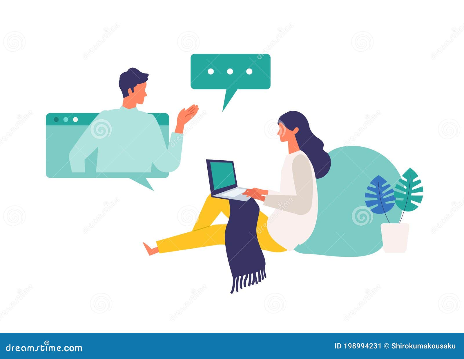 Concept for Remote Work, Online Class, Teleconference. Vector ...