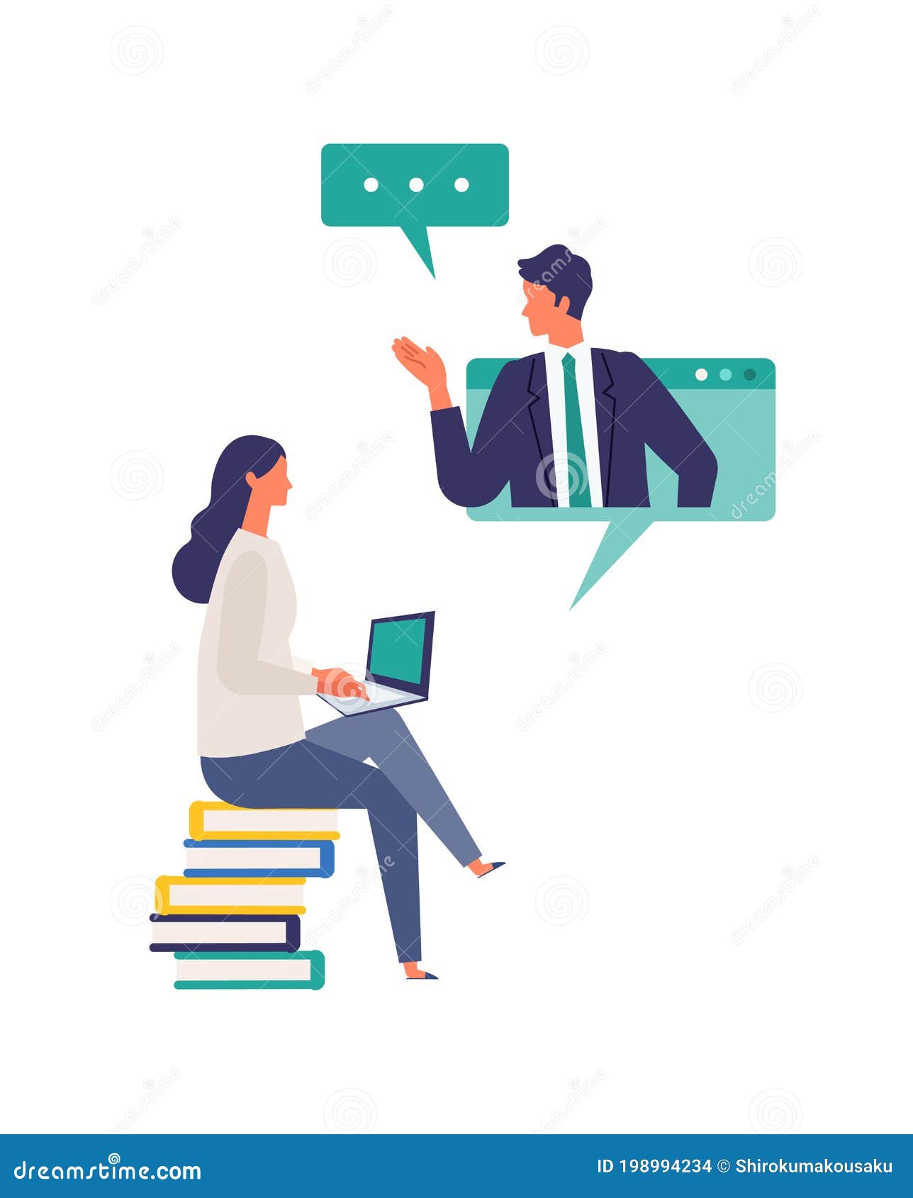 Concept for Remote Work, Online Class, Teleconference. Vector ...