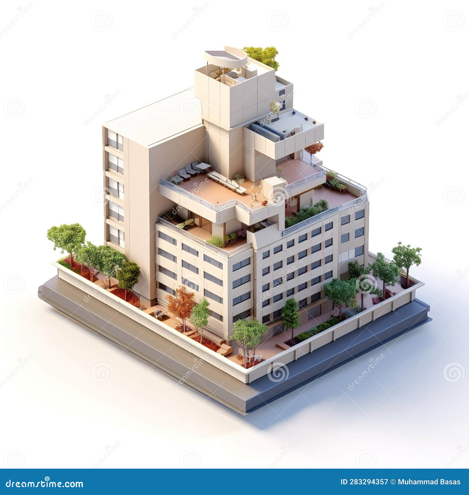 A Concept Render of a Modern Building on a White Background Stock ...