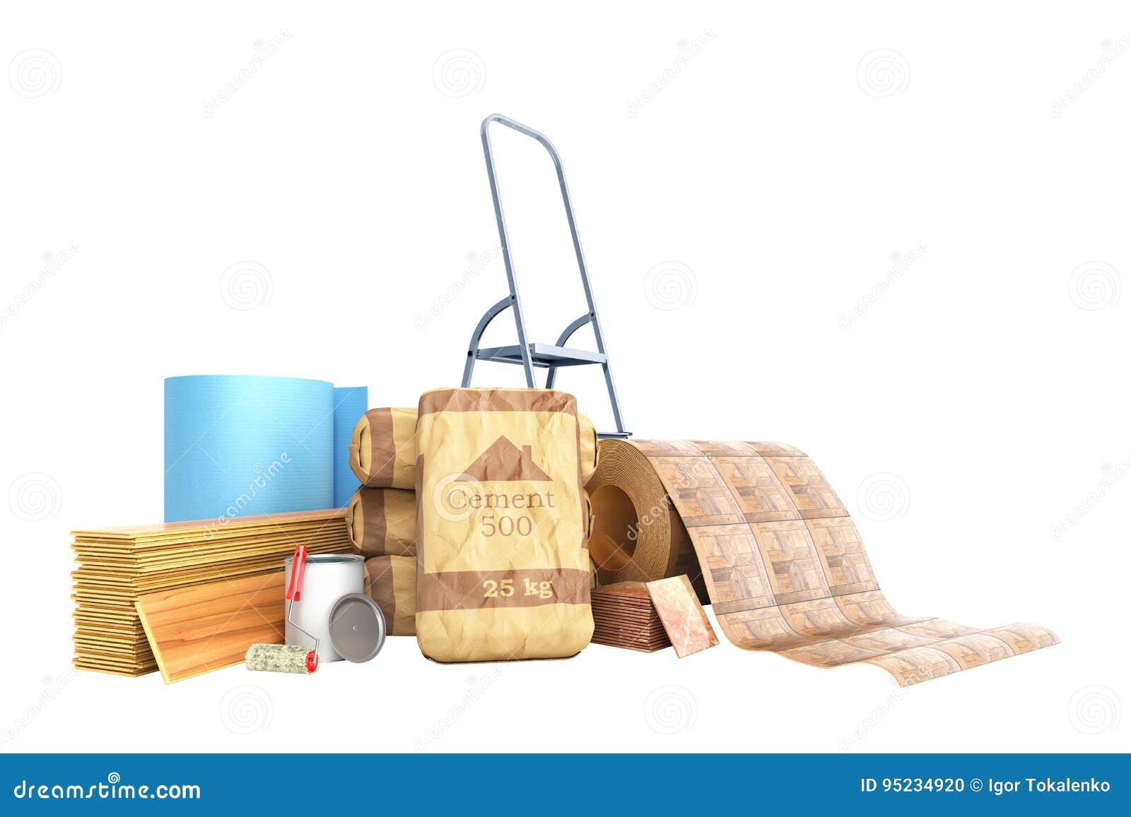 Concept of Repair Work Construction Materials Isolated on White Stock ...