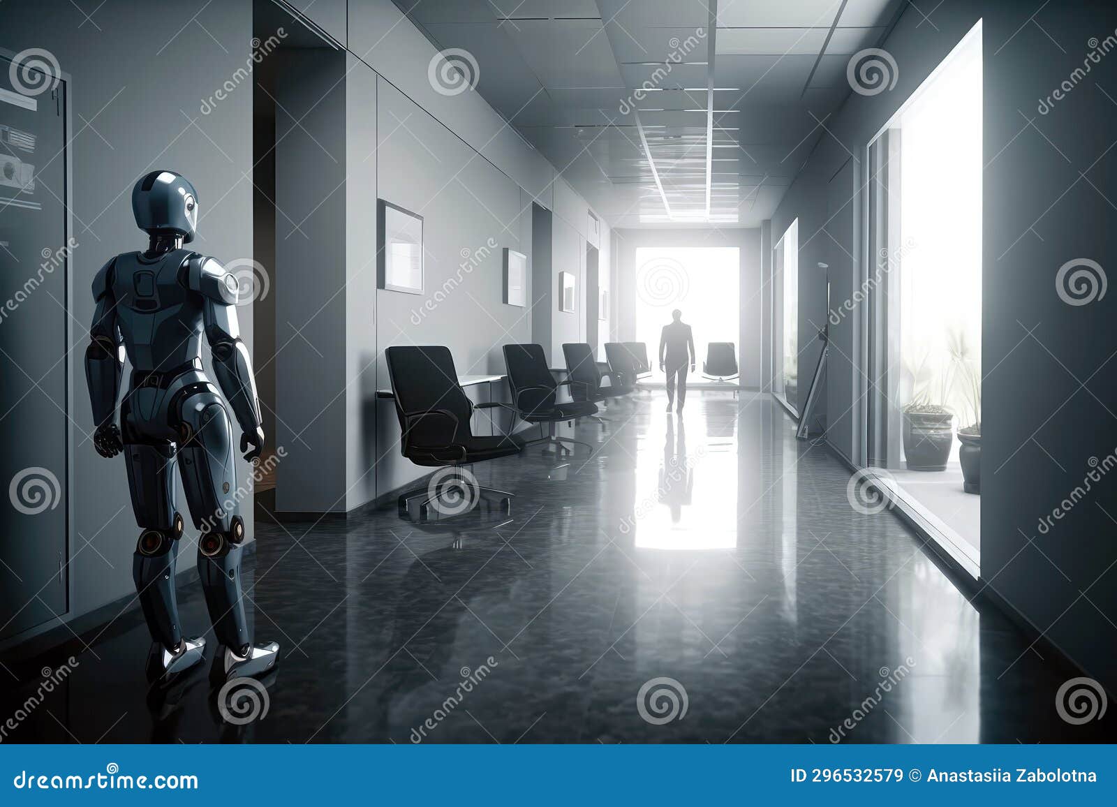 The Concept of Replacing Humans with a Robot. Human and Ai Robot in the ...