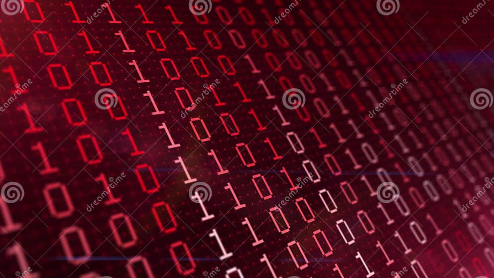 Concept Representation of Binary Code. Binary Digits 1 and 0 in Different Configurations on Red ...