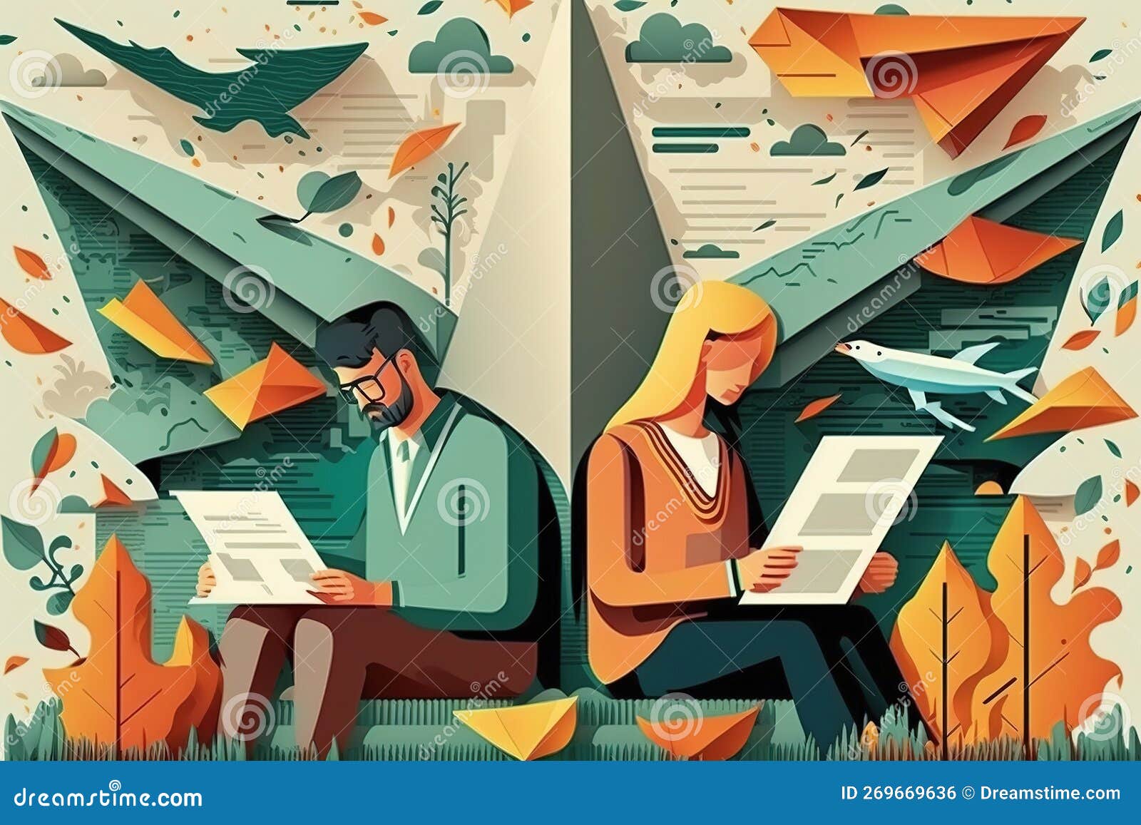 The Concept of Research and Teamwork Stock Illustration - Illustration ...