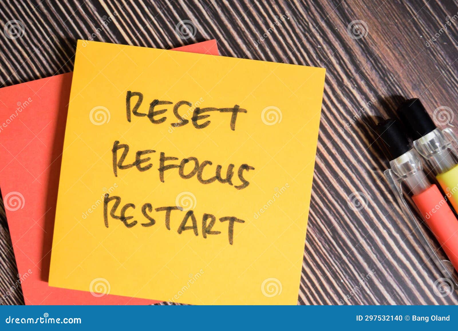 Concept of Reset, Refocus, Restart Write on Sticky Notes Isolated on ...