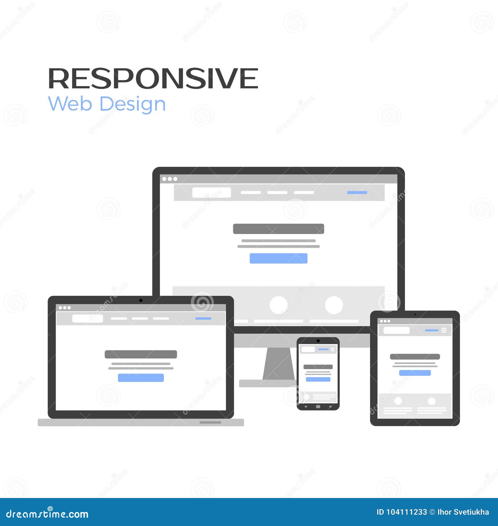 Concept Responsive Web Design. Landing Page Preview on Gadgets Screen ...