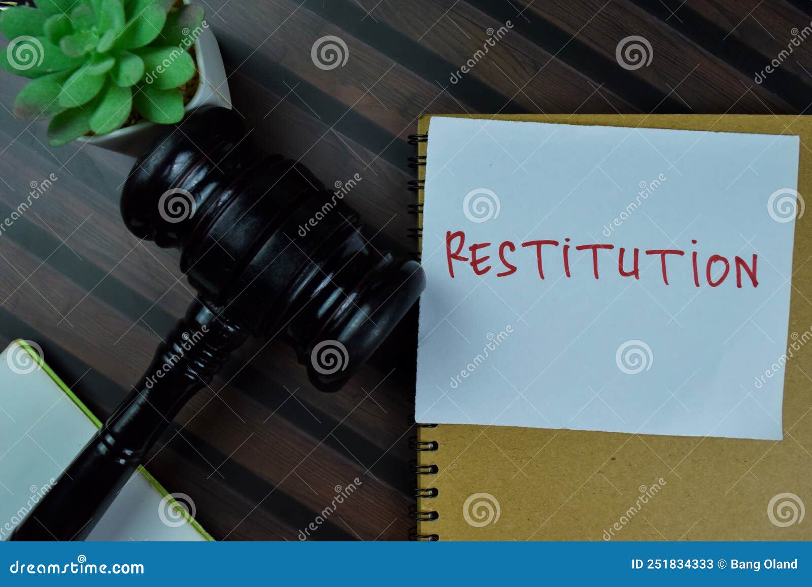 Concept of Restitution Write on Sticky Notes with Gavel Isolated on ...