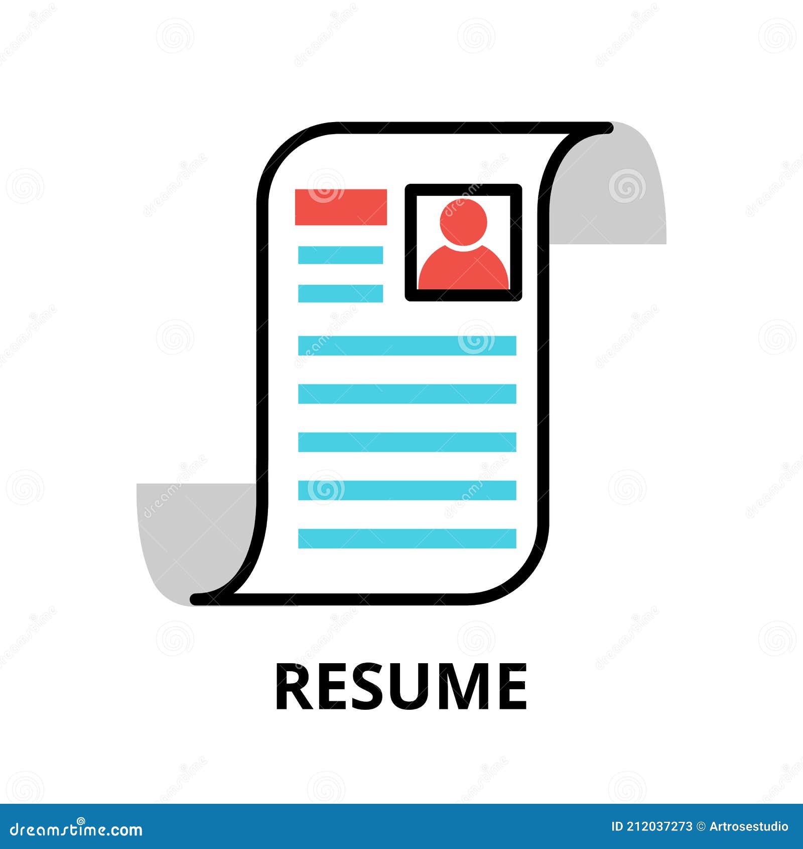 Concept of Resume Icon, Modern Flat Thin Line Design Vector ... Concept of Resume Icon, Modern Flat Thin Line Design Vector ...