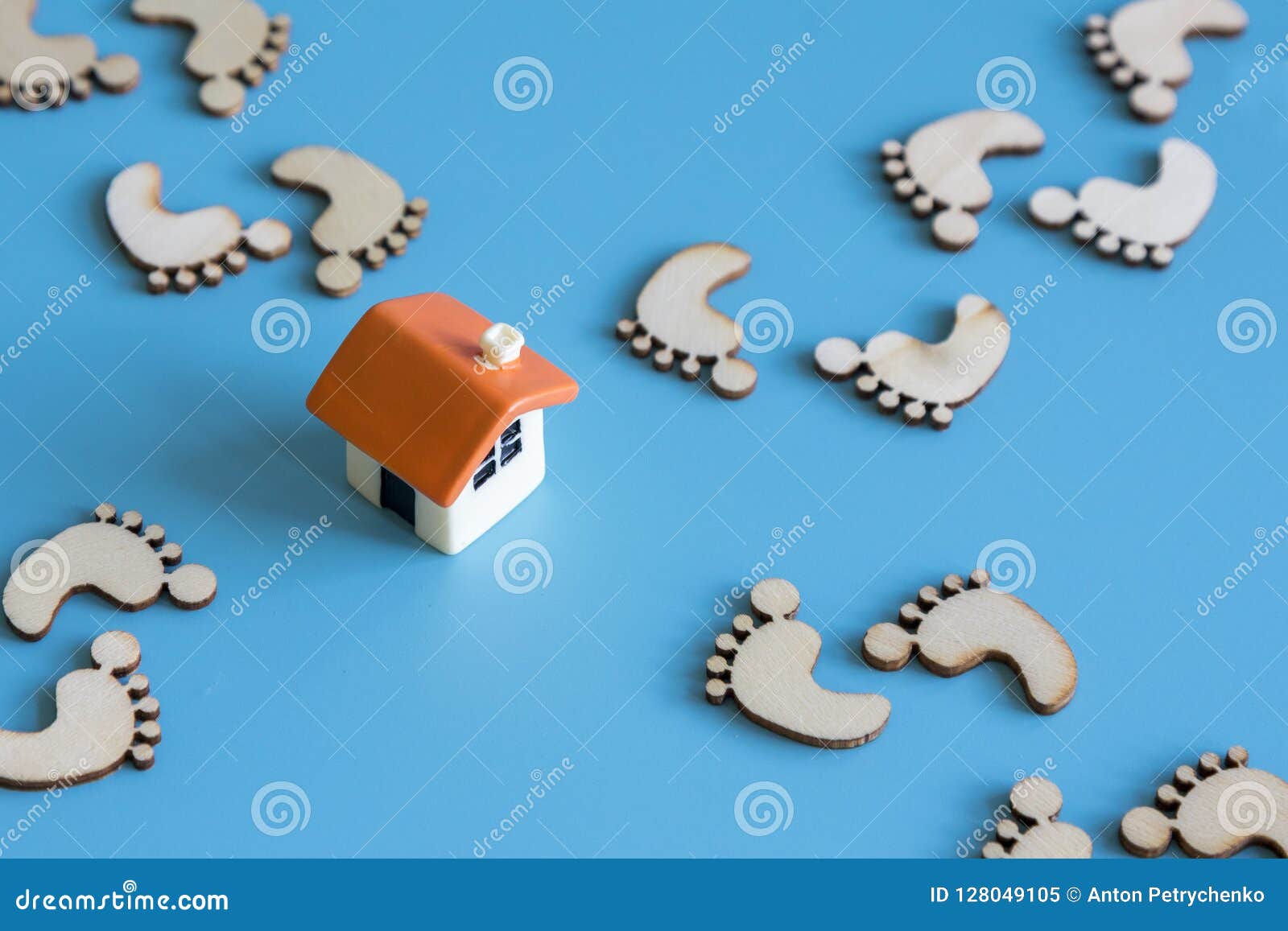 The Concept of Returning Home. Footprints Lead To the House Stock Image ...